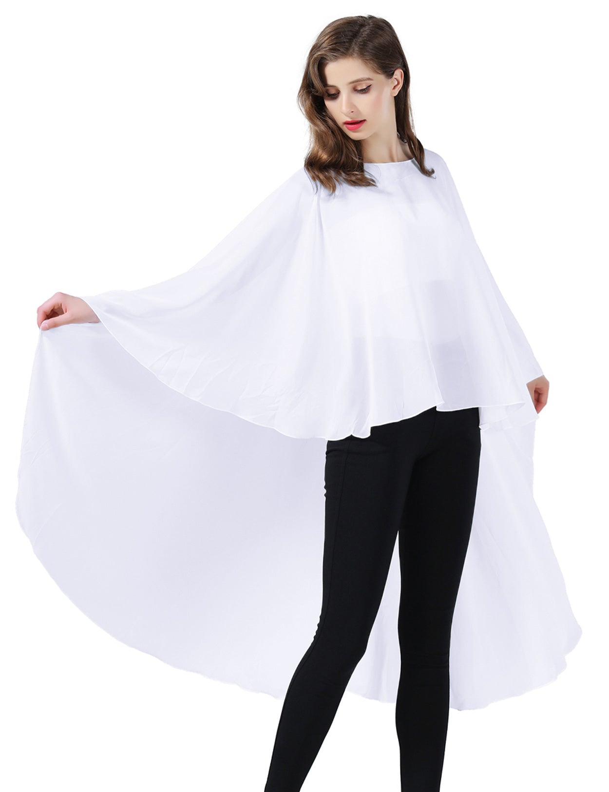 Chiffon High-Low Wedding Bridal Cape Shawl - BEAUTELICATE